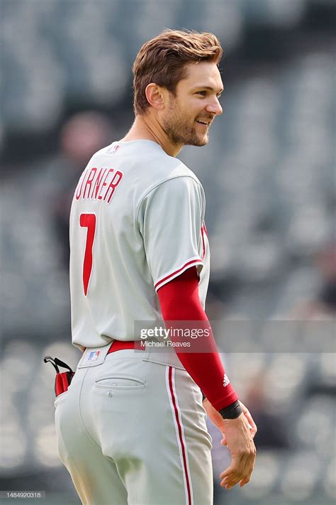 Trea Turner Of The Philadelphia Phillies Looks On Against The Chicago Philadelphia Phillies
