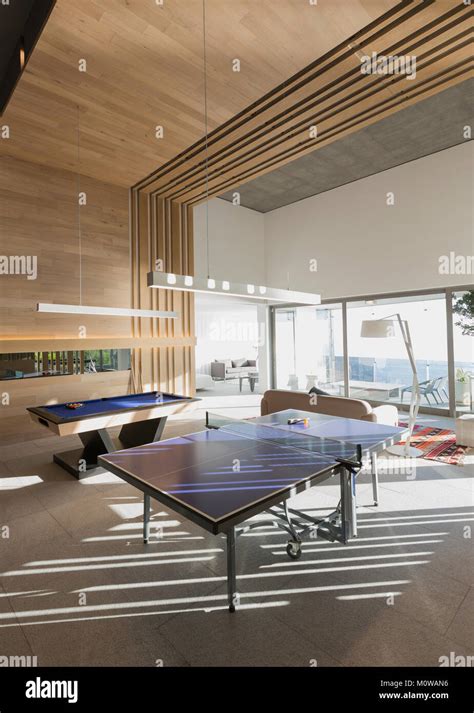 Pool Table And Ping Pong Table In Modern Luxury Home Showcase Interior