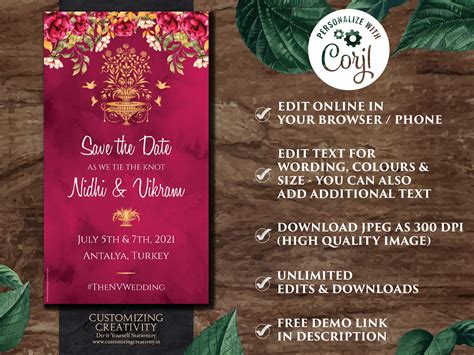 Save The Date Editable Template Digital Download For Your Etsy