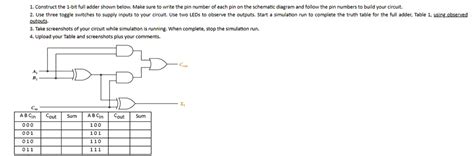 Solved Please Construct Using Tinkercad 1construct The 1 Bit Full