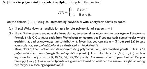 5 [errors in polynomial interpolation 8pts]