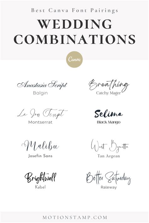 Complete Guide To Canva Font Pairings Wedding Fonts Combinations Wedding Fonts Font Pairing