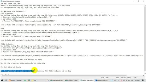 Demo Modsecurity Prevent Sql Injection Xss File Inclusion Youtube