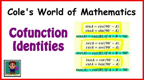 Cofunction Identities Trigonometry Youtube Cofunction Identities Trigonometry Youtube