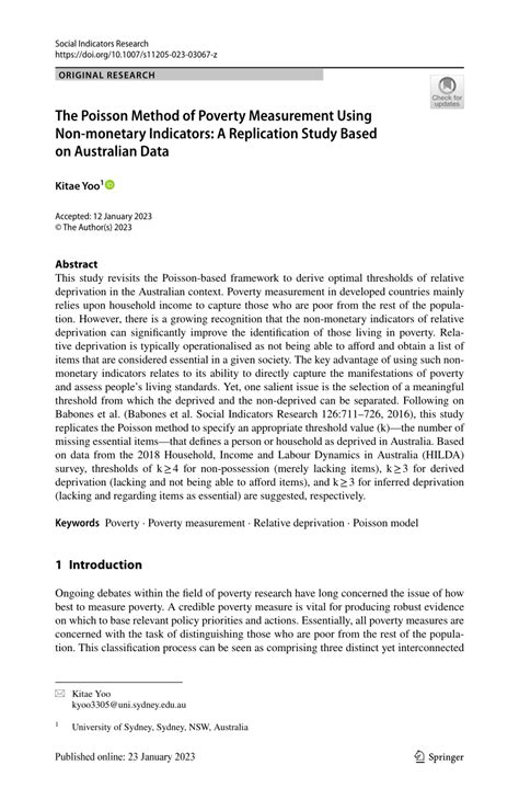 Pdf The Poisson Method Of Poverty Measurement Using Non Monetary