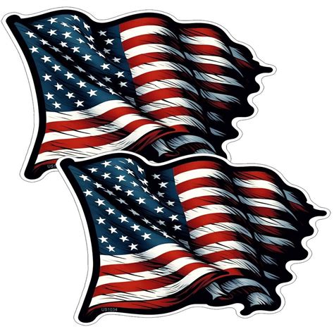 Waving Usa Flag Stickers Car Window Bumper American Patriot Vinyl