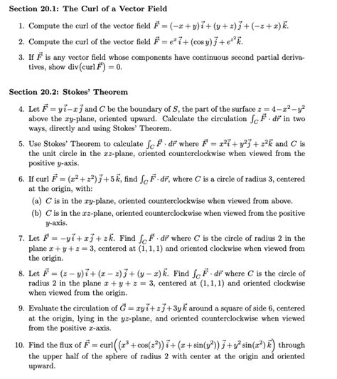 solved section 20 1 the curl of a vector field 1 compute