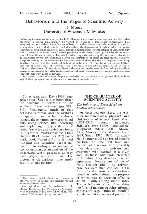 Pdf Behaviorism And The Stages Of Scientific Activity
