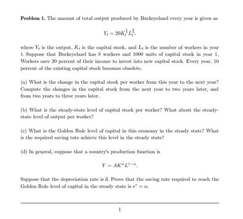 Solved Problem The Amount Of Total Output Produced By Chegg Com