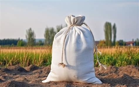 White Textile Sack Of Grains Rural Agriculture Background Stock