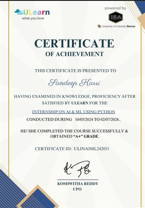 Sandeep Karri On Linkedin Machinelearning Python Internship Artificialintelligence