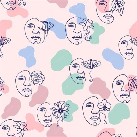 Premium Vector Female Portrait Outline Woman Face Abstract Flowers