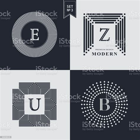 기하학적 인 선형 모노 그램 서식 파일의 집합입니다 현대적인 디자인입니다 편지 상징 E Z U B 프리미엄 컬렉션 구별의 마크입니다 브랜드 이름 회사 비즈니스 카드에 대 한