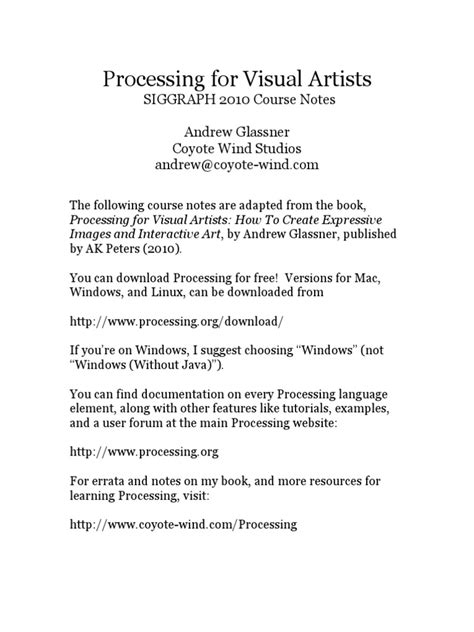 Processing For Visual Artists How To Create Expressive Images And Interactive Art Download