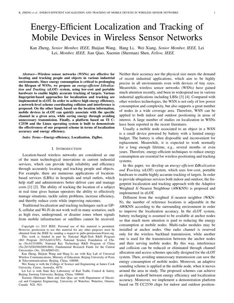 PDF Energy Efficient Localization And Tracking Of Mobile Devices In