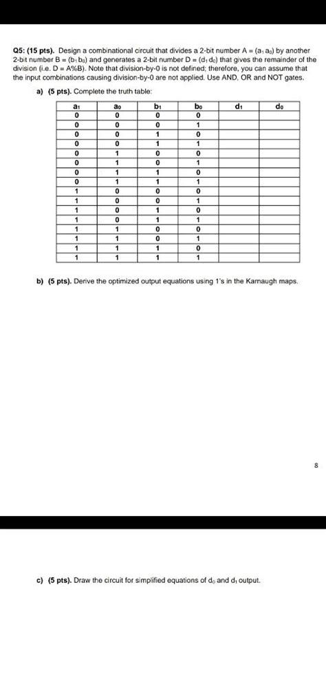 solved q5 15 pts design a combinational circuit that