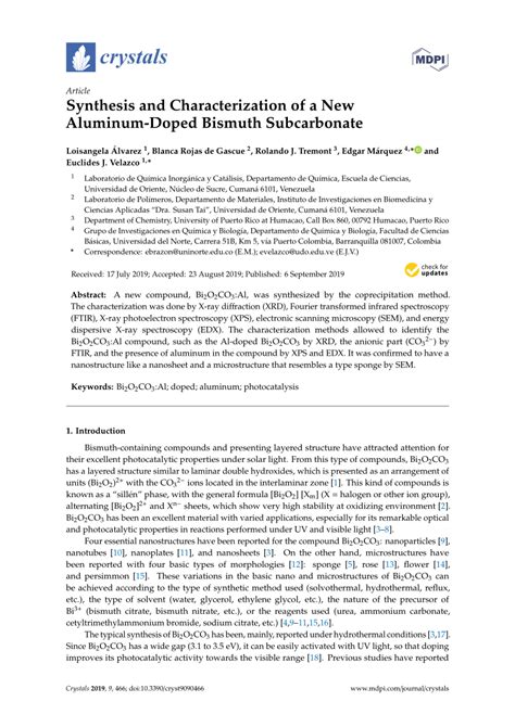 Pdf Synthesis And Characterization Of A New Aluminum Doped Bismuth