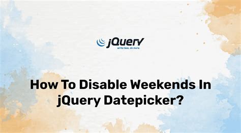 Disable Weekends In Jquery Datepicker Code Wolfy