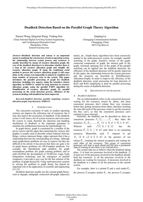 Pdf Deadlock Detection Based On The Parallel Graph Theory Algorithm