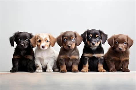 Premium Photo The Cutest Puppies Of Different Breeds Posing In A Row