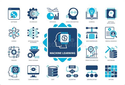 Machine Learning Solid Icon Set Stock Illustration Illustration Of