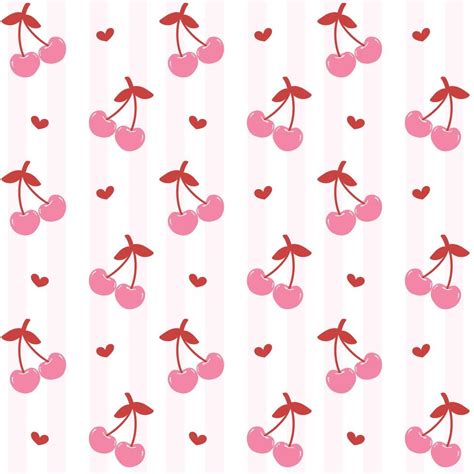 Coquette Cherry With Bow Seamless Pattern Preppy Pink Background