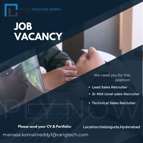 Manasa Reddy On Linkedin Rangtechnologies Hiring Hiringimmediately