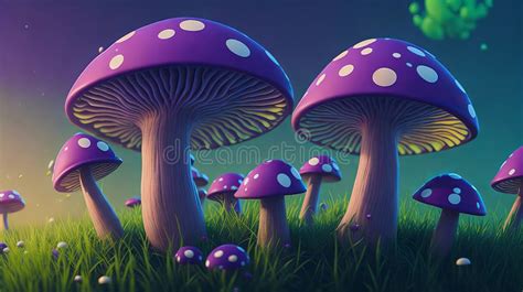 Purple Mushrooms Green Field Stock Illustrations 67 Purple Mushrooms