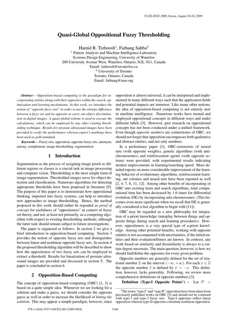 Pdf Quasi Global Oppositional Fuzzy Thresholding
