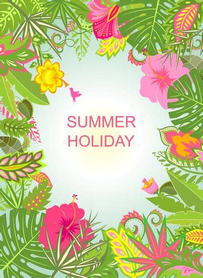 Fondo De Las Vacaciones De Verano Con Las Flores Exóticas Ilustración Del Vector Illustration