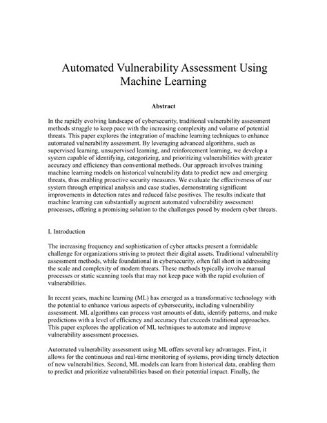 Pdf Automated Vulnerability Assessment Using Machine Learning