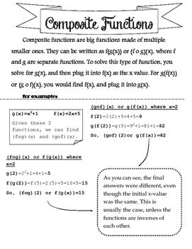 Composite Functions By Passing Notes Teachers Pay Teachers