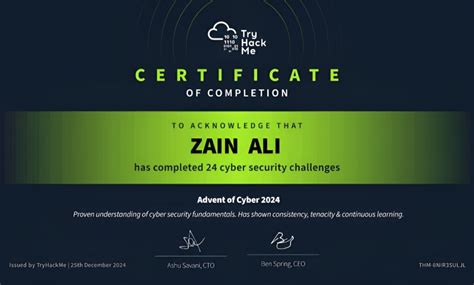 Cybersecurity Ethicalhacking Certifications Tryhackme Alison… Syed Zain Ali