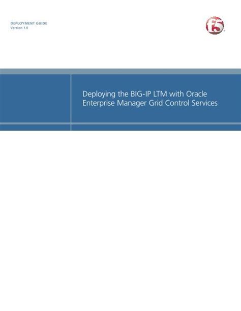 Oracle Enterprise Manager Grid Control Services F5 Networks