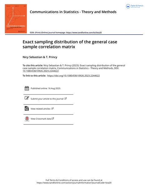 PDF Exact Sampling Distribution Of The General Case Sample