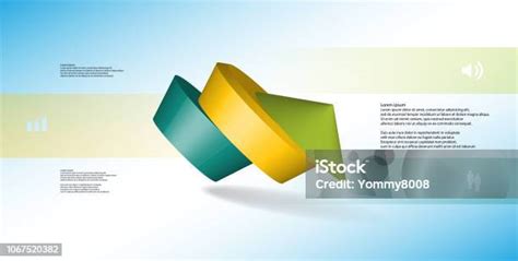 3d 그림 Infographic 템플릿입니다 라운드 국방부 3 색 부분으로 나누어져 있습니다 개체는 비스듬히 파란색 흰색 바탕에 배열 간단한 표지판 색상 막대는 측면에