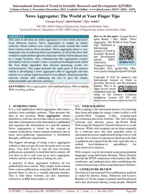 News Aggregator The World At Your Finger Tips Pdf World Wide Web Internet And Web