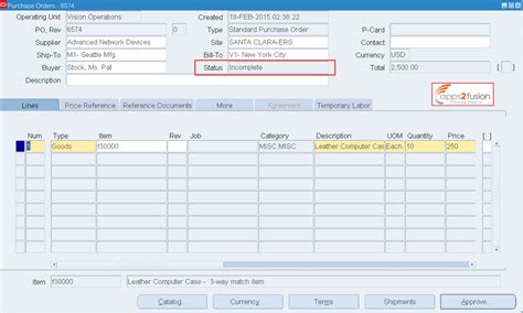Purchase Orders In R And Create Standard Purchase Order