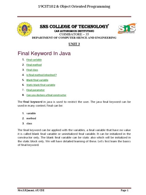 Unit Iii Session 25 Final Methods Classes Pdf