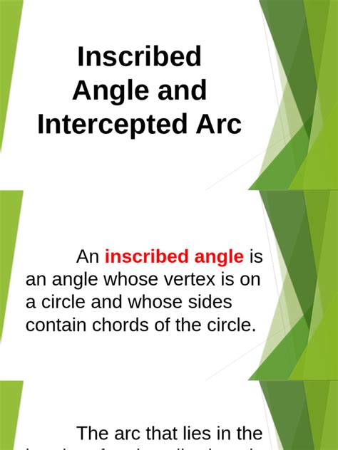 Inscribed Angle And Intercepted Arc Pdf Science And Mathematics