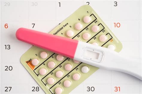 Premium Photo Pregnancy Test And Birth Control Pills Contraception