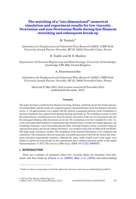 Pdf The Matching Of A ``one Dimensional Numerical Simulation And Experiment Results For Low