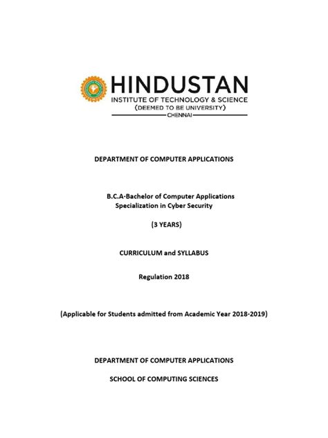 Curriculum And Syllabus For Bachelor Of Computer Applications Program In Cyber Security