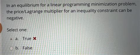 Solved In An Equilibrium For A Linear Programming