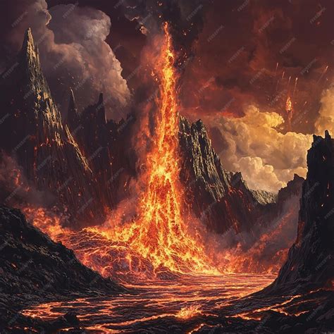 Lava Erupting From Volcano Premium Ai Generated Image