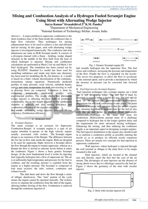 Pdf Mixing And Combustion Analysis Of A Hydrogen Fueled Scramjet Engine Using Strut With