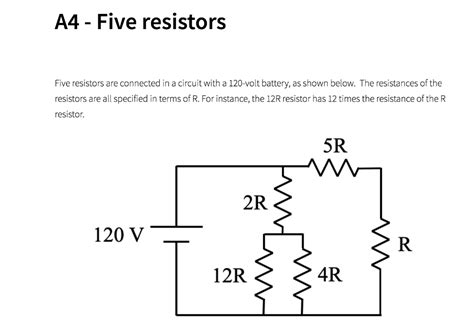 A4 Five Resistors Five Resistors Are Connected In A Circuit With 2 120