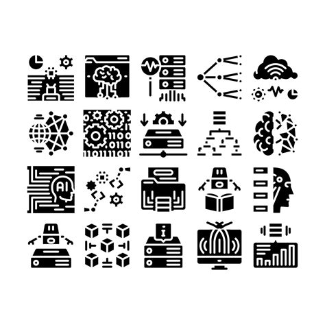 Machine Learning Ai Glyph Set Vector Illustration 17510187 Vector Art