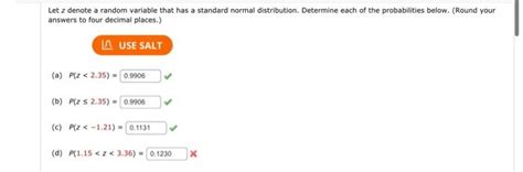 Solved Let Z Denote A Random Variable That Has A Standard