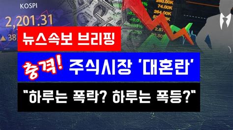 뉴스속보 충격 주식시장 대혼란하루는 폭락 또 하루는 폭등 정완진tv Youtube